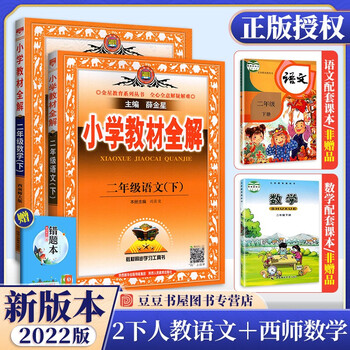 可选】薛金星小学教材全解二年级上下册全套教材解读课本同步教辅资料 下册人教版语文+西师版数学2本