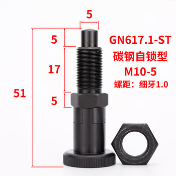 GN617旋钮柱塞分度销复位型细牙螺纹定位销弹簧不锈钢自锁型精密 碳钢自锁型M10-1.0-5【图片 价格 品牌 报价】-京东