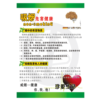 禁烟公益广告文化宣传画挂图标语海报禁止吸烟您已进入无烟场所控烟招贴画覆膜防水贴纸TYH TYH29 禁烟文化海报 80*60厘米 覆膜防水PP贴纸