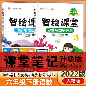 2022新升级版课堂笔记一二三四五六年级下册语文数学英语同步部编人教版课堂笔记新升级版智绘课堂全解全析练习册 【六年级下册】语文+数学
