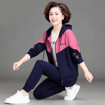 富贵鸟中老年女装运动套装女士三件套2022年春秋新款妈妈装秋装中年妇女 FY68150-皮粉色 5XL【建议150-170斤左右】【图片 价格 品牌 报价】-京东