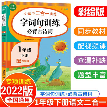 2022版字词句训练+必背古诗词一年级下册 同步思维专项强化训练人教版语文1年级练习册练习册