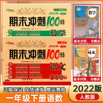 期末冲刺100分一年级下册语文数学人教北师苏教西师冀教青岛版一年级下册试卷 【下册2本】语文+数学（人教版） 一年级