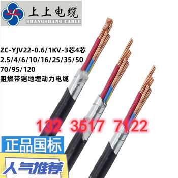 上上江苏ZC-YJV22-3/4芯2.5/4/6/10-50/70国标铜芯地埋带铠线 黑色 3芯2.5平方毫米【图片 价格 品牌 报价】-京东