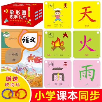小学生儿童识字卡片4-5-6-8岁一年级同步象形汉字卡看图认字卡片 一年级上册（300字）