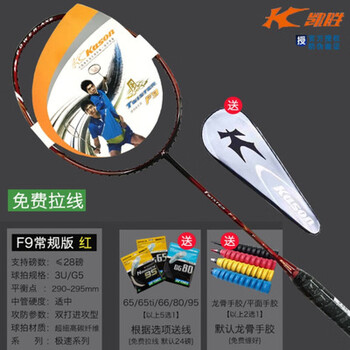 凯胜（KASON）羽毛球拍TSF100ti300A105ti109exF9LTD全碳素进攻型单拍 F9常规版 红 YYBG-65线【耐打型】0 ...
