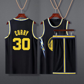 库里球衣30号篮球服套装男一套女儿童定制汤普森速干训练队服夏季 勇S75周年 30号库里 L