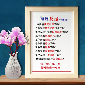莫生气 送爸妈礼物学会控制情绪书法摆台中式装饰画字画礼品实木相框挂墙画框UTK UTK92 每日反思 A4(可摆可挂)