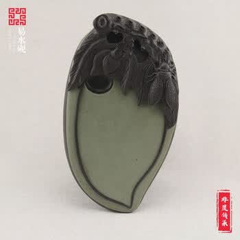 天然原石玉黛石易水砚台《鸣蝉图砚》书法专用随形礼品砚 精品收藏礼品砚台