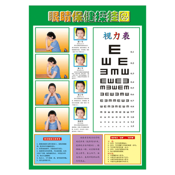 4节5节眼保健操宣传画海报挂图图解展板标贴纸标语王墙贴画SCH SCY05 眼睛保健操挂图 40x60cm  5mm雪弗板