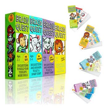 美国BQ大脑任务儿益智问答卡Brain Quest4盒套装First/Three/Pre/K/ 
