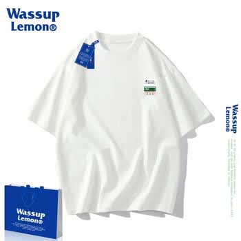WASSUP LEMON重磅短袖t恤男纯棉青少年情侣款时尚宽松休闲T恤打底衫 白色 S 80-110斤【图片 价格 品牌 报价】-京东