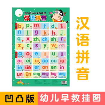 宝宝早教挂图幼儿童拼音启蒙认知识字表卡字母表墙贴益智玩具 凹凸版幼儿早教挂图 汉语拼音