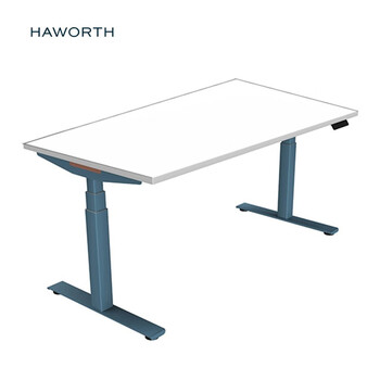 Haworth 海沃氏 HAT Elements 电动升降桌 电脑桌 办公桌学 蓝色桌脚/橘色装饰条/白色桌面【图片 价格 品牌 报价】-京东