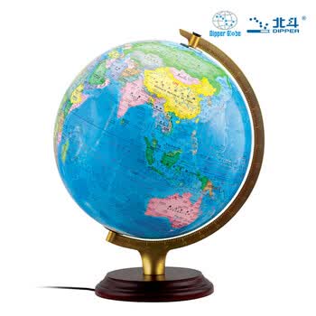 地球仪 32cm灯光政区中英文 木底座合金支架 LED光源 七大洲四大洋尽在眼前223个国家与地区版