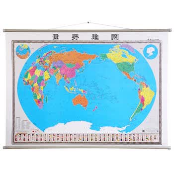 精装加厚地图挂绳版办公室挂图 1.4米*1米 世界地图