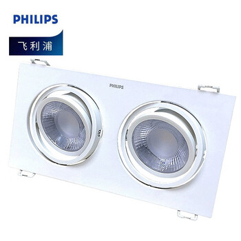 【PHILIPSGD100B方型射灯】PHILIPS 飞利浦GD100B LED方形双头射灯客厅过道天花嵌入孔灯2*9W-4000K中性光 ...