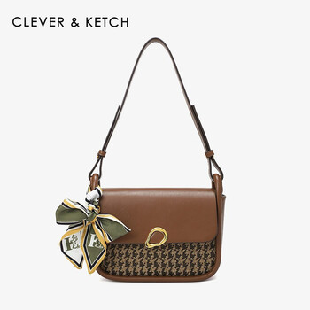 CLEVER&KETCH 小&CK女包包2022新款潮时尚小众洋气千鸟格腋下包单肩手提斜挎小包 咖啡色-千鸟格纹【图片 价格 品牌 报价】-京东