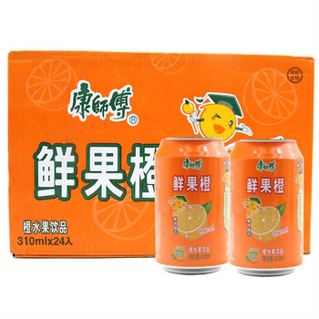 康师傅 鲜果橙纯果乐饮料310ml*12/24罐听装橙汁果汁果味饮料清爽饮品 鲜果橙310ml*24罐【图片 价格 品牌 报价】-京东