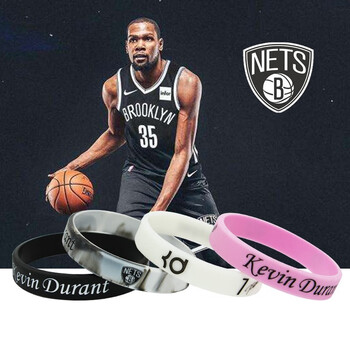 篮球NBA硅胶运动手环夜光男潮牌情侣学生球星腕带詹姆斯湖人 杜兰特篮网 四条装