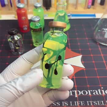 生化危机瓶子手办 生化危机T病毒毒株手办模型透明玻璃瓶手工制作螺旋体儿童玩具团购 液体黑白色