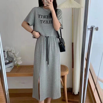 FHRU时尚印花套装裙2023夏季新款上衣开叉半身裙气质宽松两件套 灰色 收藏关注店铺赠送小礼品 S 75--90斤【图片 价格 品牌 报价】-京东