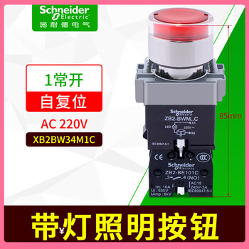 施耐德自复位带灯按钮开关XB2BW33B1C绿色常开24V 220VXB2BW34M1C XB2BW34M1C 红色常开 220V【图片 价格 ...