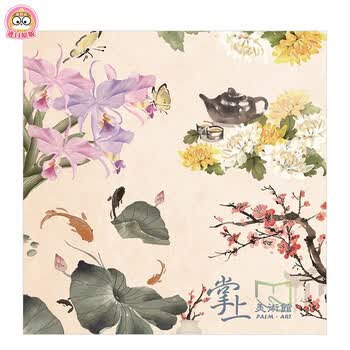 【现货】 掌上美術館(二)四季之花 港台原版 立体手作 名师画作 春季幽兰 夏季荷韵 秋季采菊 冬季望梅 绘画