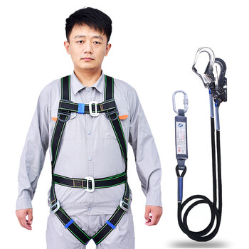 【广佳GJ-HW01】广佳（GJ）国标GB6095-2021全身五点式高空作业安全带双挂钩户外安全绳套装 五点式双大钩带缓冲（可过检） 【行情 报价 价格 评测】-京东