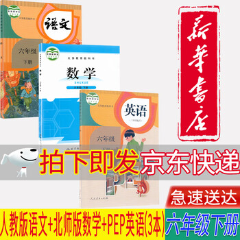 【新华书店正】小学6六年级下册人教部编版语文英语（三起点）+北师大版数学全套3本课本教材教科书