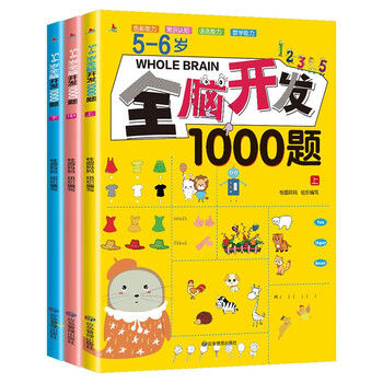趣味找不同+迷宫大冒险+专注力训练儿童智力开发宝宝游戏贴纸书挑战你的大脑0-3-6-7-10岁 小红帆5-6岁全脑开发1000题 上·中·下 全3