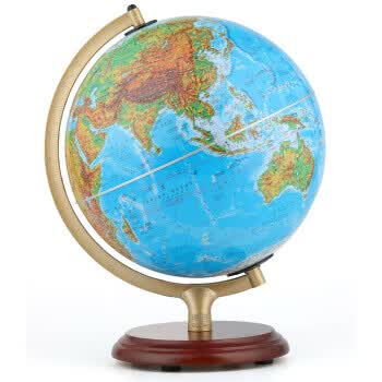 正品！《博目地球仪：32cm地形 政区中，英文灯光地球仪 LED光源 办公用品 教学研究摆件  创意