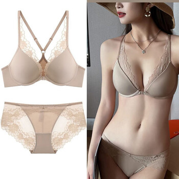 SHEVIDINA轻奢品牌薄绵款光面蕾丝内衣前扣美背聚拢大胸显小性感文胸罩 肤色 32A/70A【图片 价格 品牌 报价】-京东