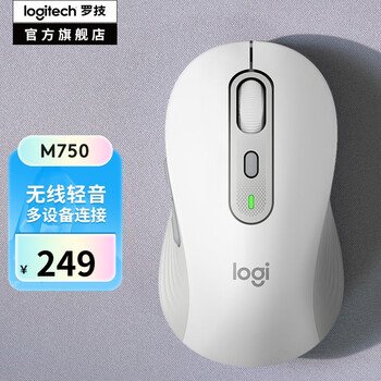 罗技（Logitech）M750无线蓝牙静音鼠标Mac ipad鼠标支持跨设备操作 双模大小手可选 中小手-白M（M650升级版）【图片 价格 ...