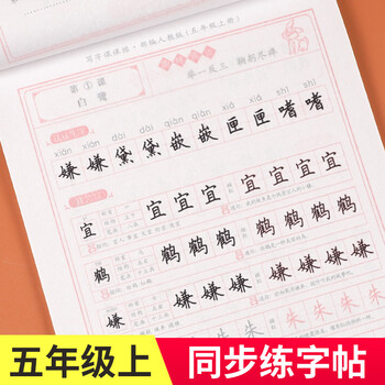 小学生五年级上册语文同步练字帖田英章楷书字帖人教版写字课课练生字笔画笔顺练字帖儿童正楷临摹描红练字贴