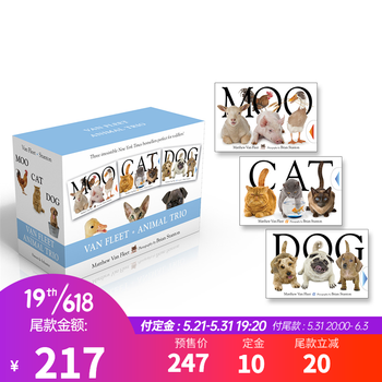 Moo Cat Dog 家畜猫狗 大厚开本纸板触摸操作书3册套装 英文原版  幼儿启蒙认知 立体书
