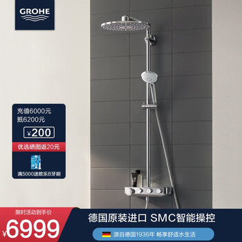 高仪（GROHE）德产进口恒温花洒套装 SMC按键置物台 310MM顶喷两种模式26507000 26507000【图片 价格 品牌 报价】-京东