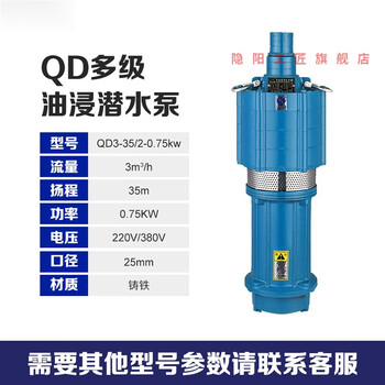 隐阳工匠不锈钢潜水喷泉泵65-10-3喷泉专用泵水景景观变频泵喷泉水泵 QD3-35/2-0.75kw【图片 价格 品牌 报价】-京东