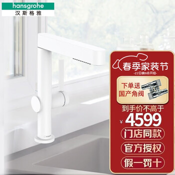 汉斯格雅（Hansgrohe）龙头翡诺偲冷热水卫生间台盆水龙头面盆龙头抽拉式双出水76063007 抽拉式面盆龙头（白色）【图片 价格 品牌 ...