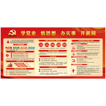 学习党史教育活动学史明理宣传画挂图海报历史知识宣传栏贴纸ODX ODX01-12  学党史悟思想办实事开新局 88x180cm  PP覆膜贴纸