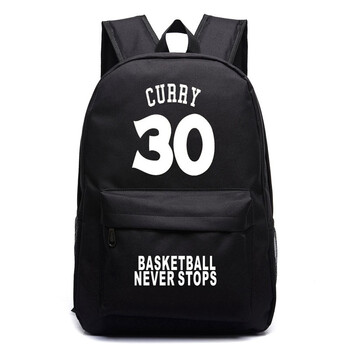 【全明星】篮球NBA勇士库里30号男女双肩背包帆布学生书包湖人科比詹姆斯 库里30号不停息 黑色