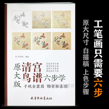 子规金罂图锦背胜春图 原大版清宫鸟谱六步学 郑玲玲编著 写意花鸟画 清代宫廷鸟谱 精绘禽鸟无数 天津