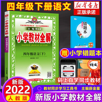 2022新版 小学教材全解四年级上下册语文 4年级人教RJ版同步练习册测试题课本解析课文讲解参考资料 教材全解四年级下 语文