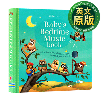 睡前晚安音乐童歌谣儿歌伴奏发声书 英文原版 Usborne Baby's Bedtime Music Book 尤斯伯恩 进口儿童英语启蒙绘本 亲子共读