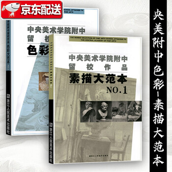 中央美术学院附中留校作品【两册】素描大范本1+色彩大范本1 经典素描60年描基础教程头像半身像