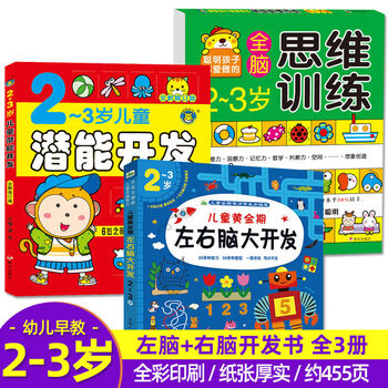 儿童黄金期左右脑大开发 2-3-4-5-6-7岁全脑智力开发思维训练游戏 思维训练全套3册【2-3岁】