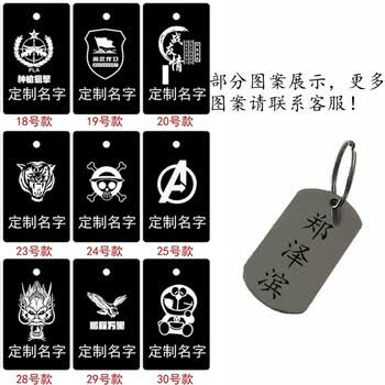定制金属姓名牌不锈钢姓名牌部队名字晾衣服编号钥匙牌夹子防水人名 100个 单面有字加铁圈