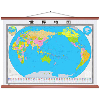 【精装升级清晰版】2021新版 仿红木版世界地图挂图 世界地图中英文1.6米*1.2米 世界地图 双