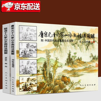 【两册套装】唐宋元十六家山水画技法图解+明清十六家山水画技法图解 绘画启蒙教材 国画技法分析 刘松岩