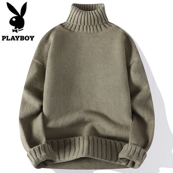 花花公子高领毛衣男秋冬季保暖男士针织衫纯色潮流百搭打底高品质毛线衣 军绿色 M【图片 价格 品牌 报价】-京东